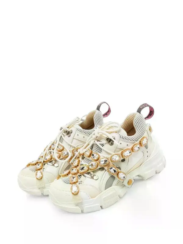 Gucci Flashtrek Crystal-embellished Low-top Sneakers - Neutrals
