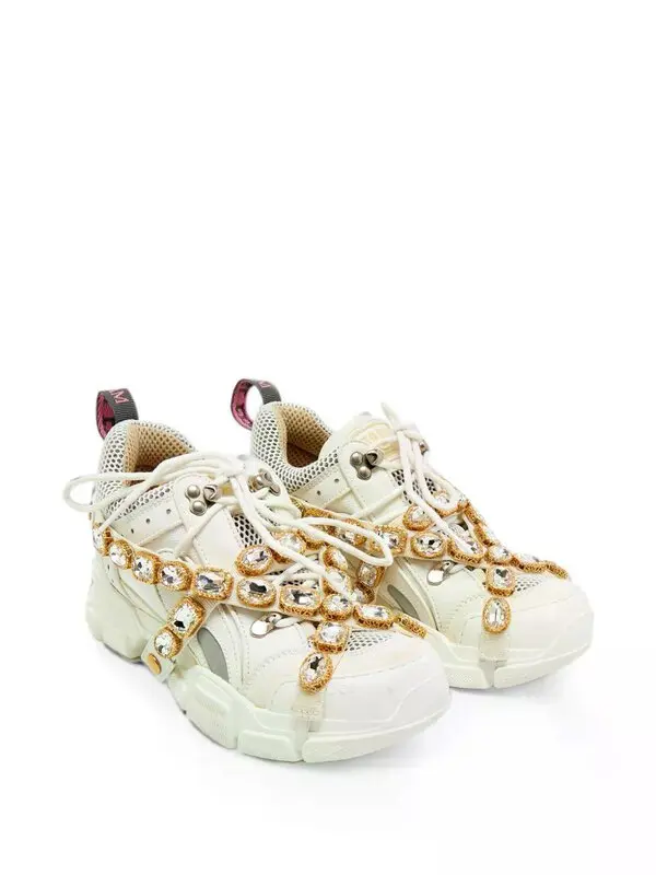 Gucci Flashtrek Crystal-embellished Low-top Sneakers - Neutrals