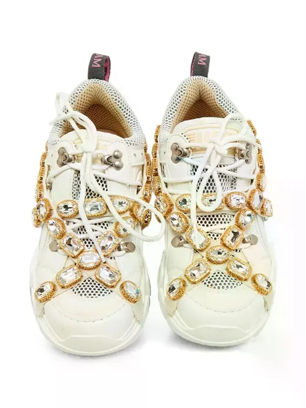 Gucci Flashtrek Crystal-embellished Low-top Sneakers - Neutrals