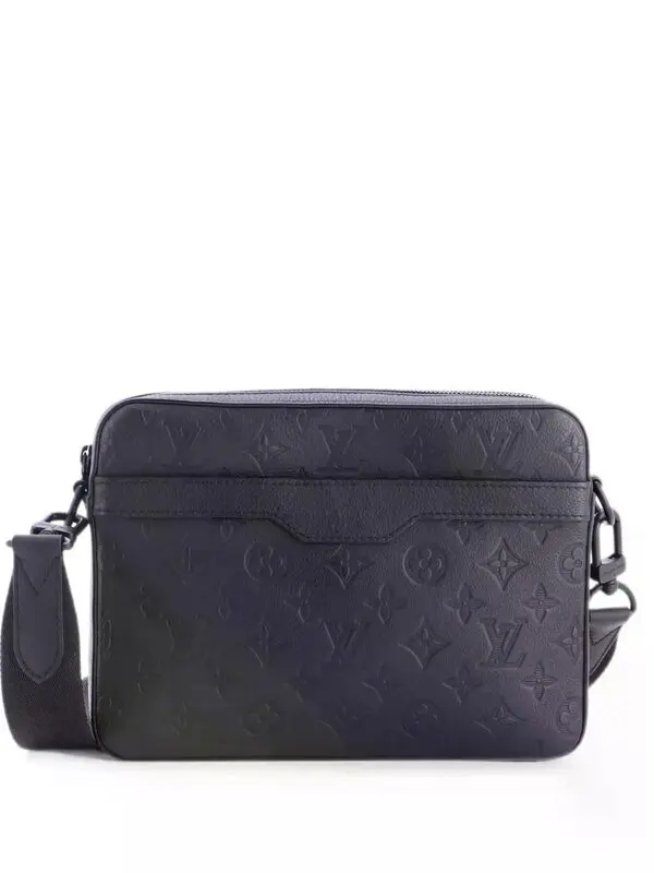 LOUIS VUITTON Trio Messenger Bag Monogram Shadow Leather Crossbody - Black