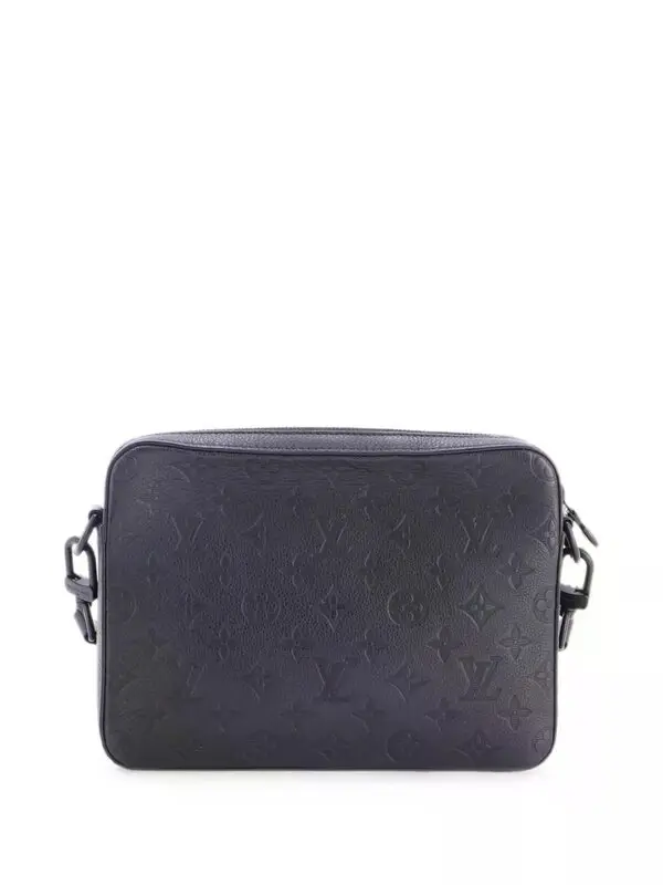 LOUIS VUITTON Trio Messenger Bag Monogram Shadow Leather Crossbody - Black