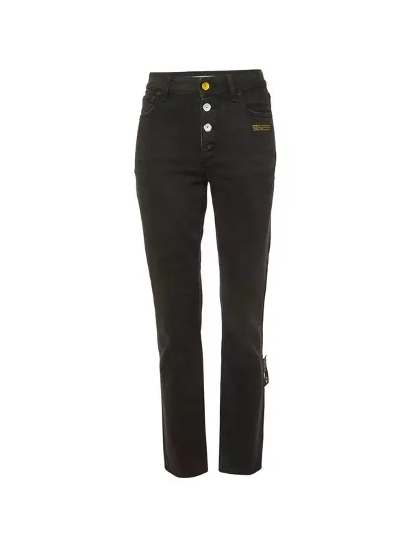 Off-White Slogan Print Straight Leg Jeans