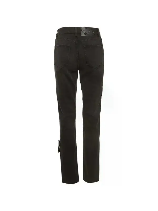 Off-White Slogan Print Straight Leg Jeans