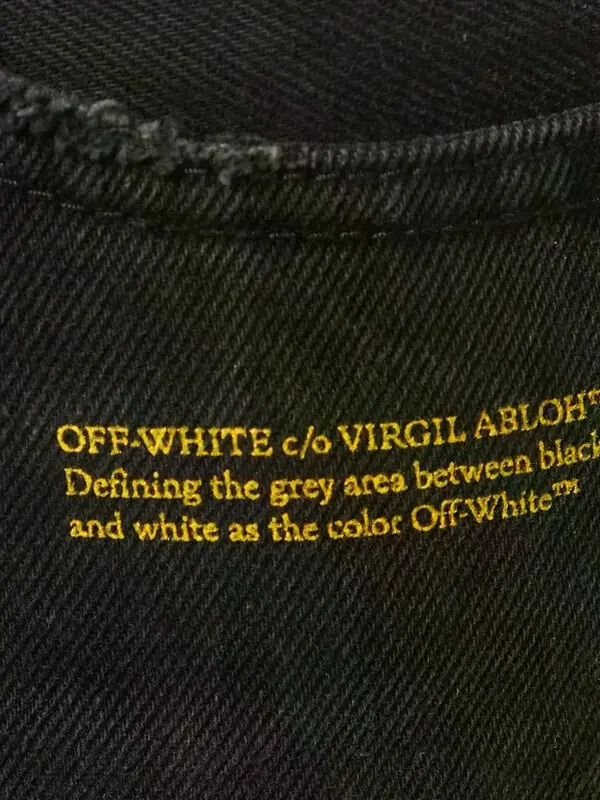 Off-White Slogan Print Straight Leg Jeans