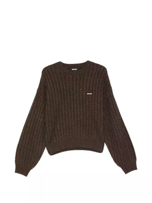 ROTATE BY BIRGER CHRISTENSEN Cable Knit Logo Patch Sweater