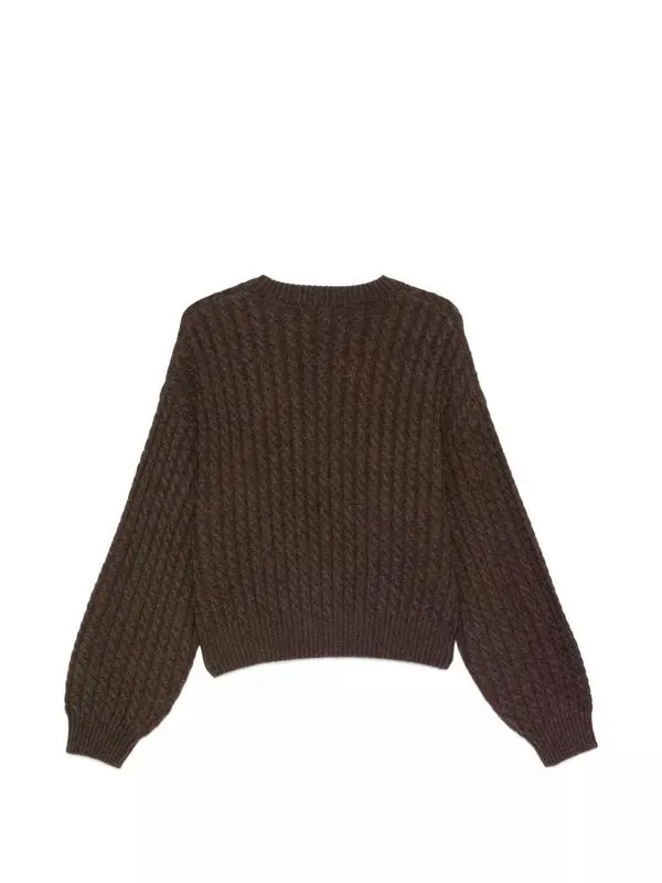 ROTATE BY BIRGER CHRISTENSEN Cable Knit Logo Patch Sweater