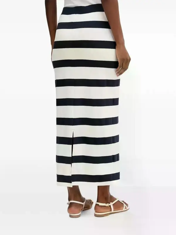 Max Mara Horizontal Stripe Straight Skirt With Rear Slit
