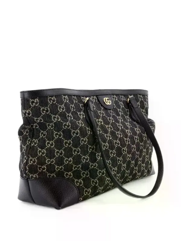 Gucci Ophidia Shopping Gg Denim Medium Tote Bag - Black