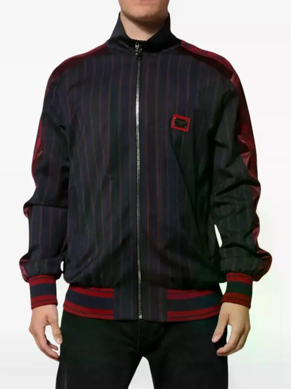 Dolce & Gabbana Pinstripe Logo Plaque Track Jacket