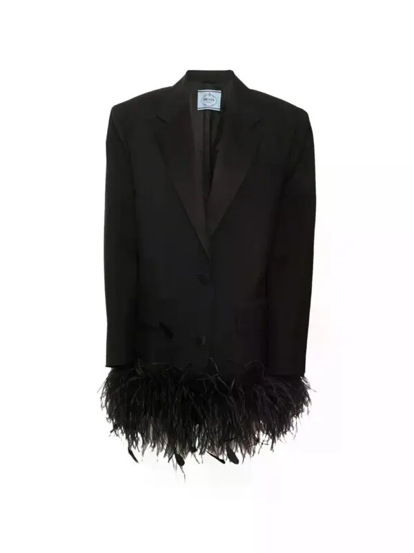 Prada Feather-trim Single-breasted Blazer