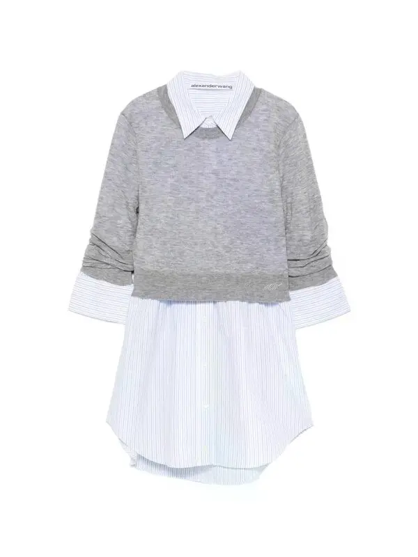 Alexander Wang Layered Logo Embroidered Crew Neck Sweater