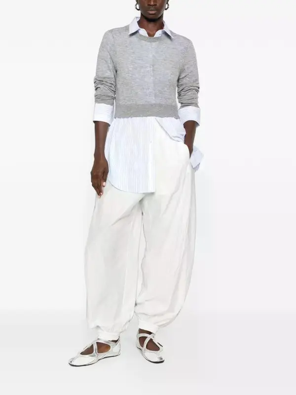Alexander Wang Layered Logo Embroidered Crew Neck Sweater
