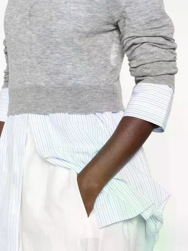 Alexander Wang Layered Logo Embroidered Crew Neck Sweater