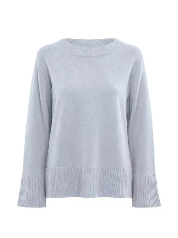Malo Ribbed Trim Long Sleeve Sweater