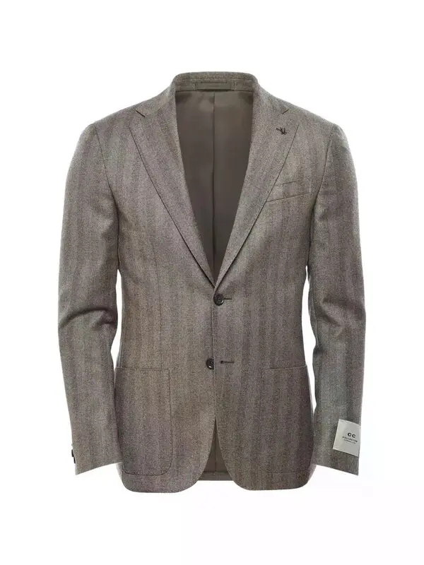 Corneliani Herringbone Single-breasted Blazer - Grey