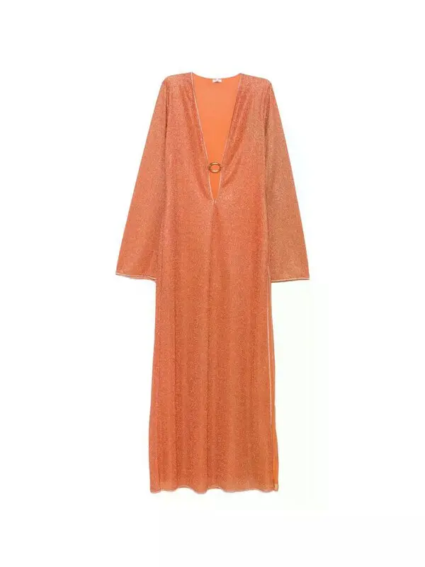 Oseree Lurex Detail Cut-out Maxi Dress - Orange
