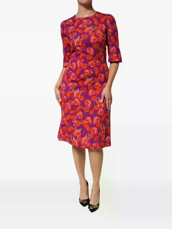 Dolce & Gabbana Floral Print Silk Dress