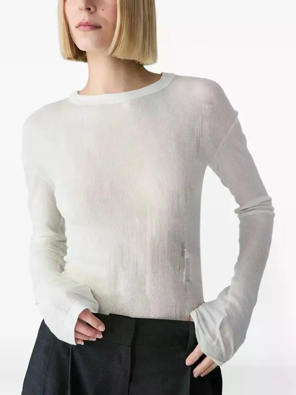 Vera Wang Ribbed Long-sleeve Cotton T-shirt