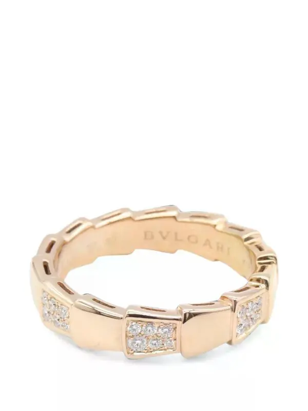 BVLGARI 18k Rose Gold Pavé Diamond Serpenti Viper Ring