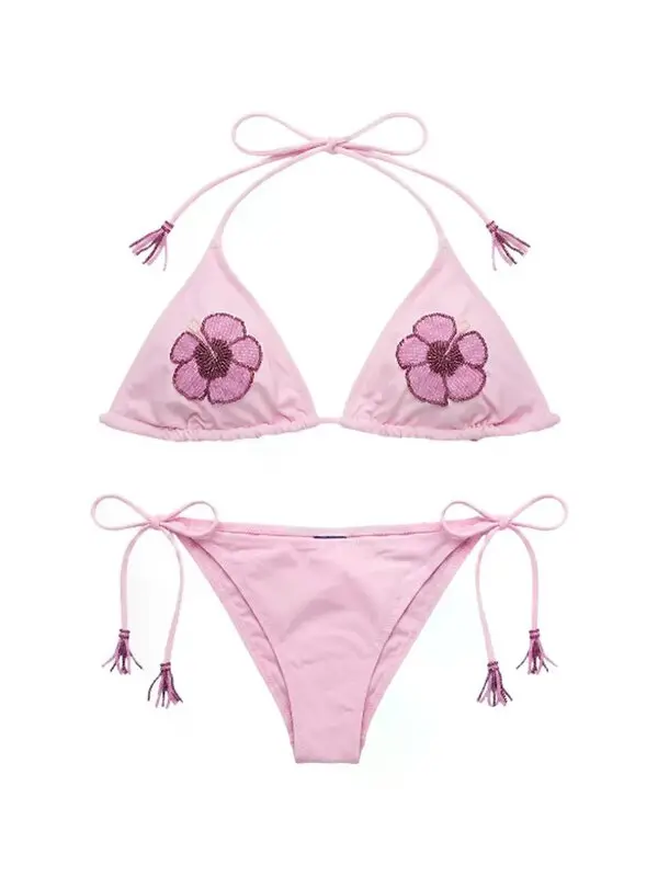 MC2 SAINT BARTH Floral Patch Triangle Bikini - Pink