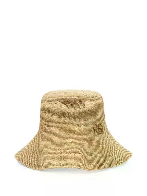 Ruslan Baginskiy Monogram Straw Bucket Hat - Neutrals