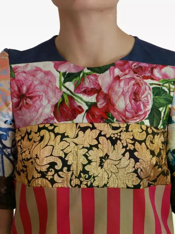 Dolce & Gabbana Patchwork Jacquard Floral Print Dress