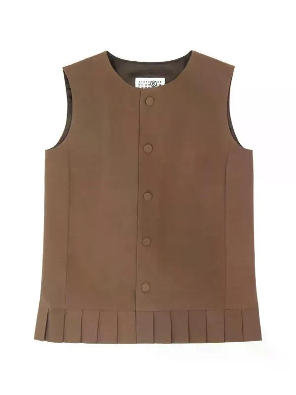 MAISON MARGIELA Sleeveless Pleated Wool Blend Top