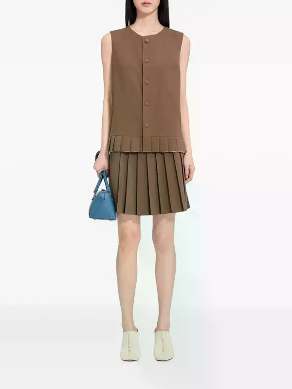 MAISON MARGIELA Sleeveless Pleated Wool Blend Top