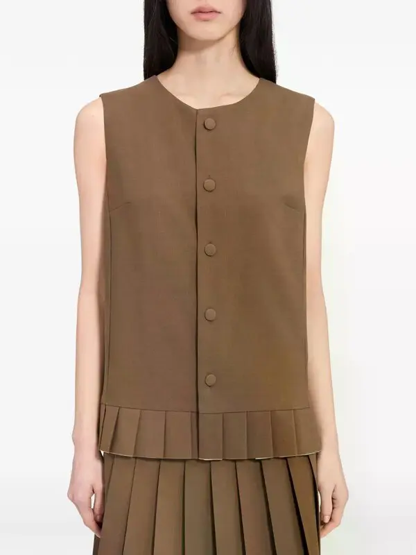 MAISON MARGIELA Sleeveless Pleated Wool Blend Top