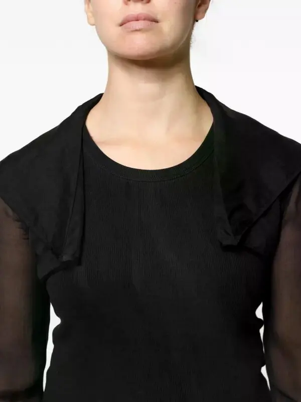 Dolce & Gabbana Ribbed-knit Top With Sheer Sleeves