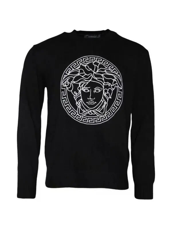 Versace Medusa Embroidered Crew Neck Sweater