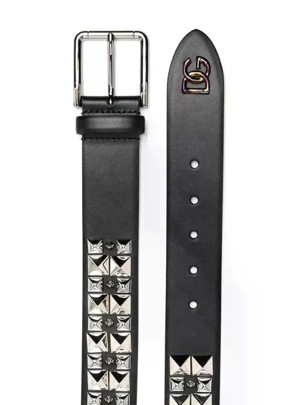 Dolce & Gabbana Studded Leather Belt - Black