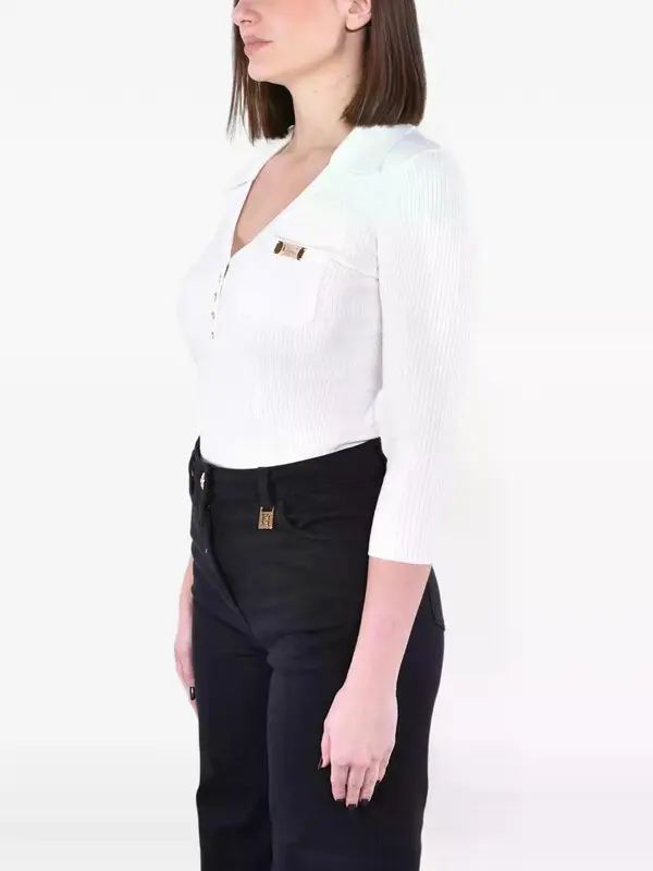 Elisabetta Franchi Ribbed Knit Polo Top