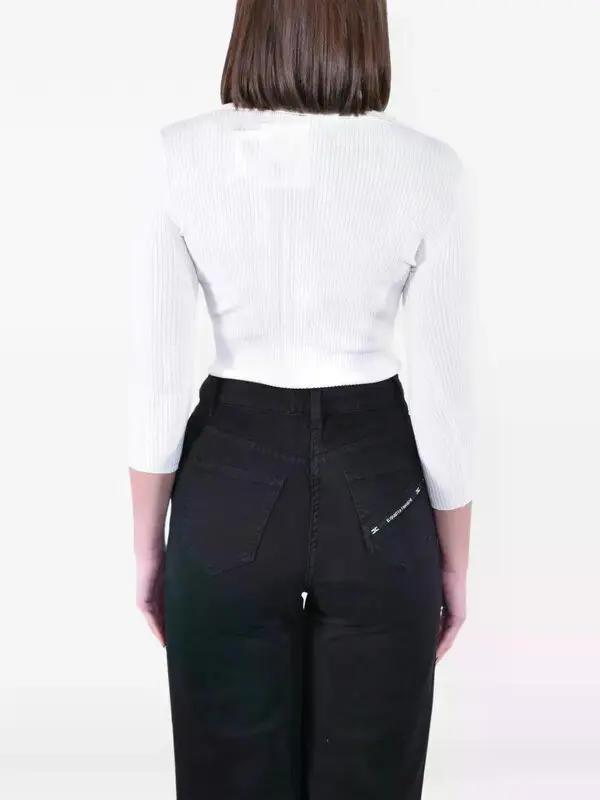 Elisabetta Franchi Ribbed Knit Polo Top