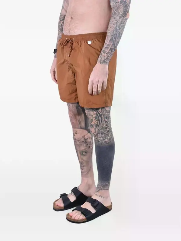 MC2 SAINT BARTH Logo Patch Swim Shorts - Brown