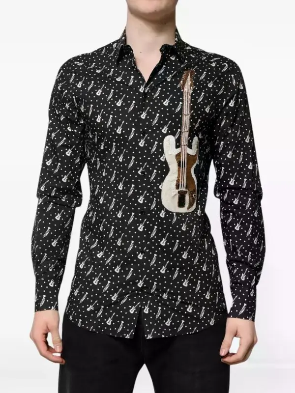Dolce & Gabbana Sequin-embellished Instrument-print Shirt
