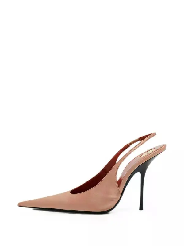 Saint Laurent Satin Pointed Toe Stiletto Slingbacks