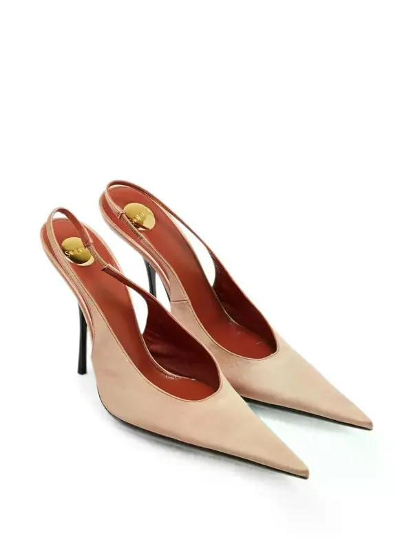 Saint Laurent Satin Pointed Toe Stiletto Slingbacks