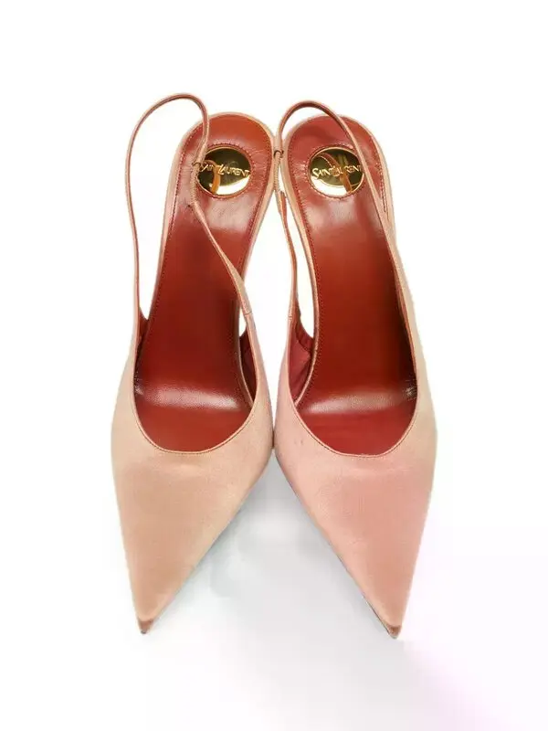 Saint Laurent Satin Pointed Toe Stiletto Slingbacks