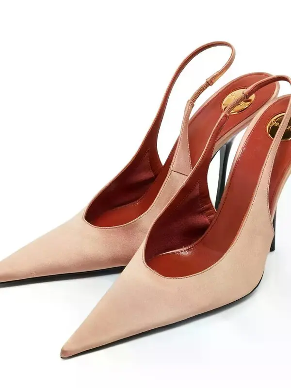 Saint Laurent Satin Pointed Toe Stiletto Slingbacks