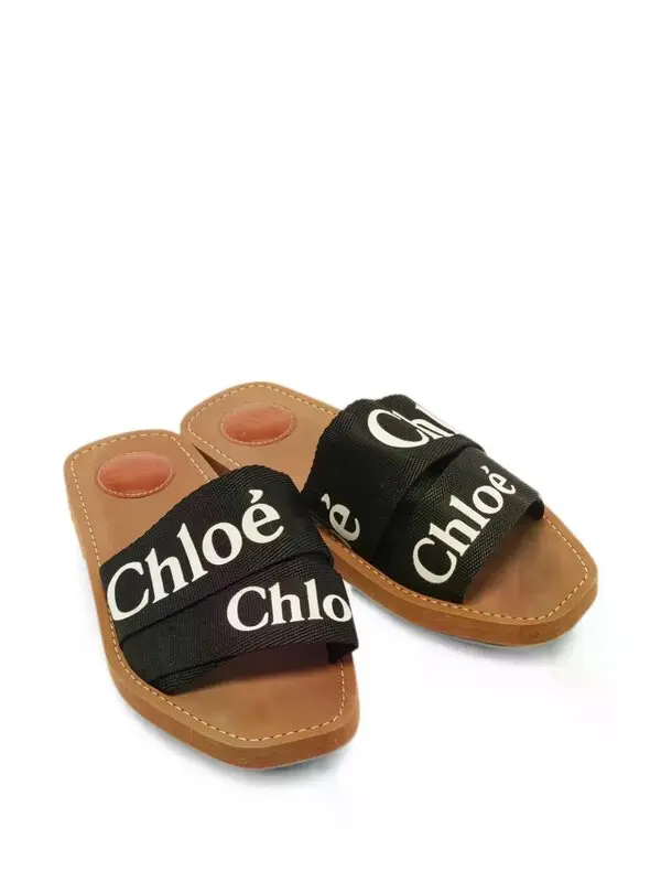 Chloé Woody Logo Slides - Black