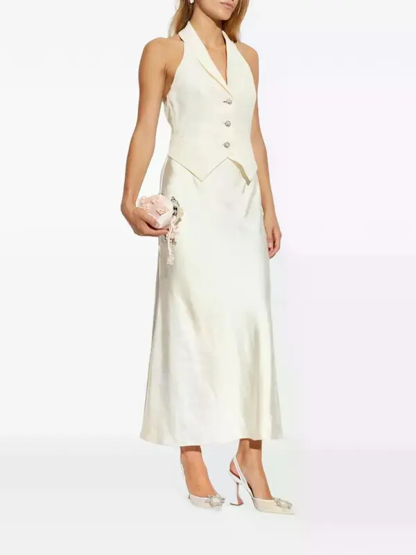 SELF-PORTRAIT Halterneck Satin Midi Dress