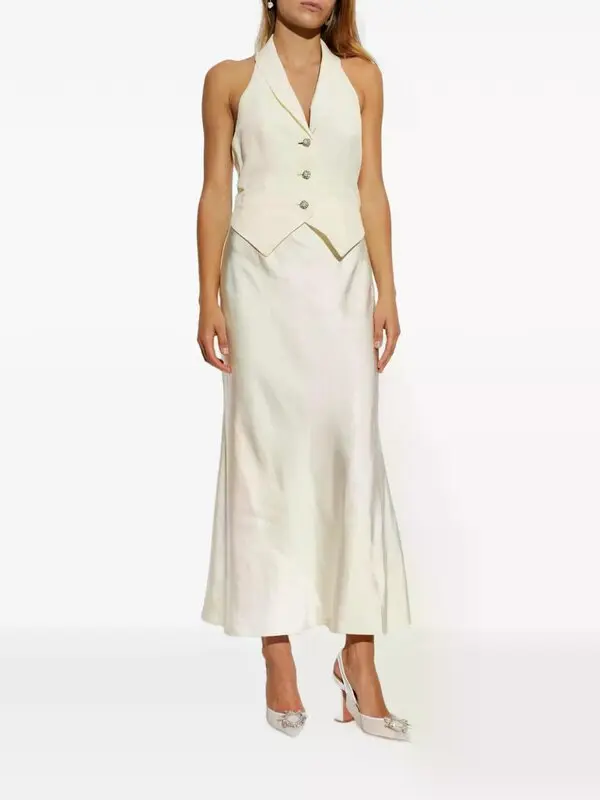 SELF-PORTRAIT Halterneck Satin Midi Dress
