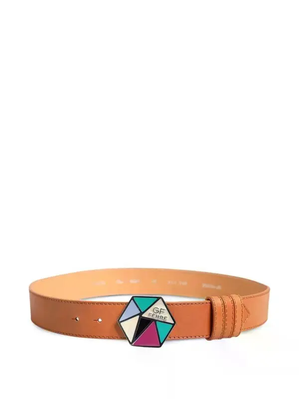 Gianfranco Ferre Hexagon Buckle Leather Belt