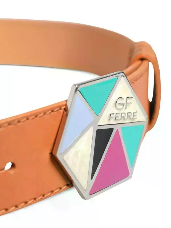 Gianfranco Ferre Hexagon Buckle Leather Belt