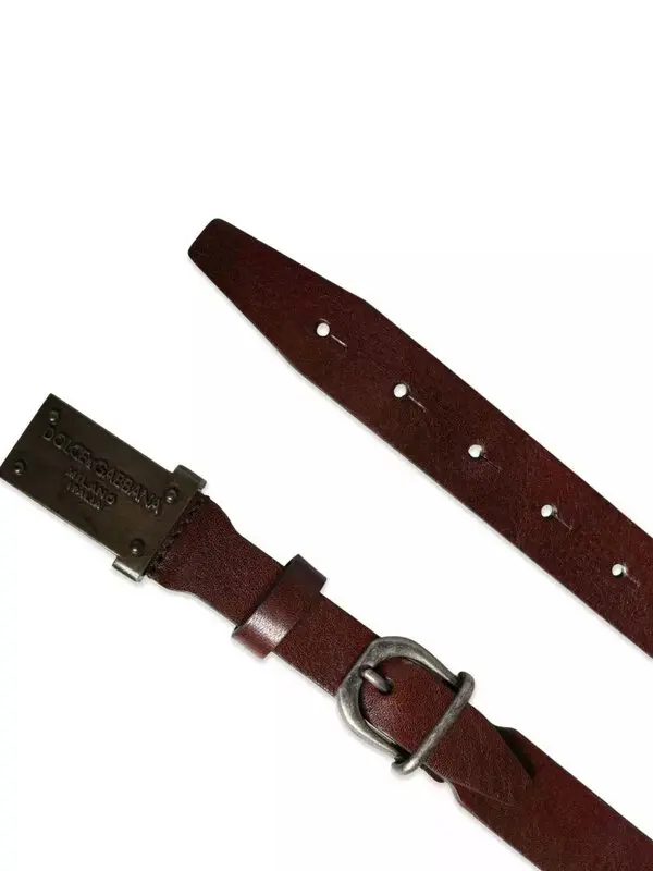Dolce & Gabbana Logo Plaque Leather Belt
