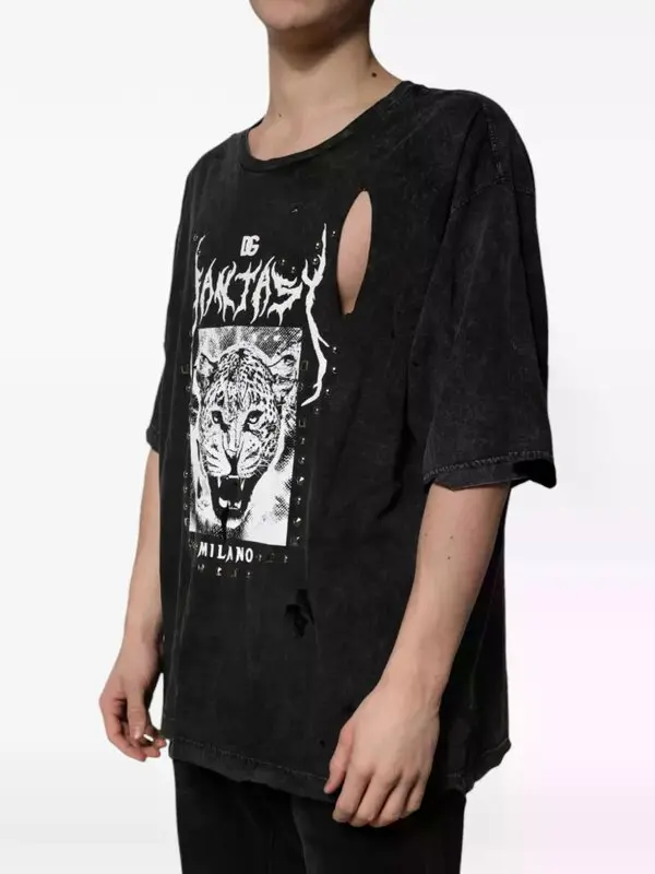 Dolce & Gabbana Stud-embellished Distressed T-shirt