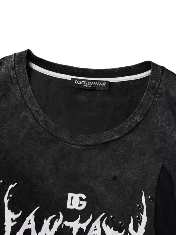 Dolce & Gabbana Stud-embellished Distressed T-shirt