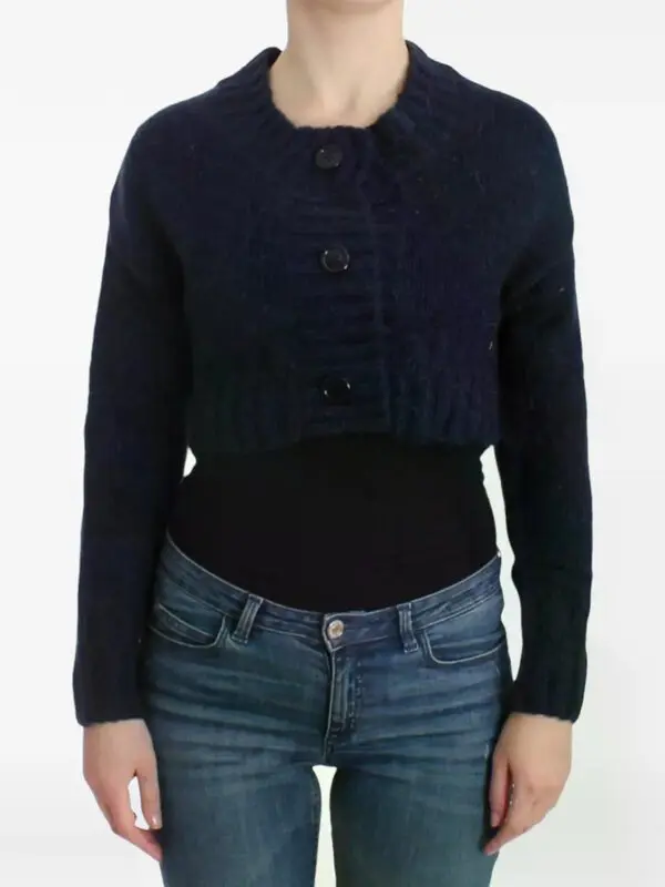 John Galliano Navy Knitted Cropped Cardigan