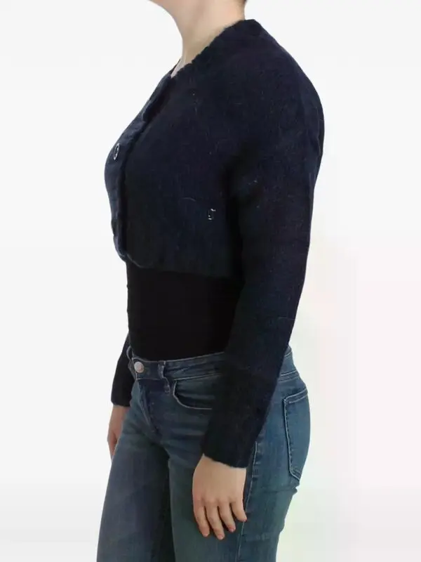 John Galliano Navy Knitted Cropped Cardigan
